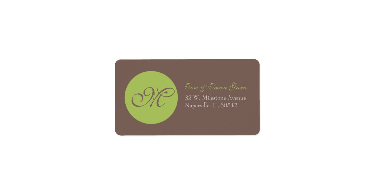 Green Circle -Monogram Address labels | Zazzle