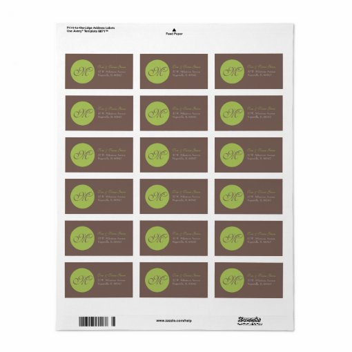 Green Circle -Monogram Address labels | Zazzle