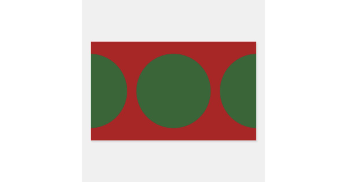 Green Circles on Red Rectangular Sticker | Zazzle