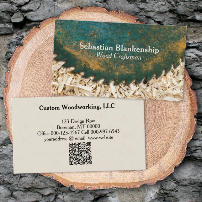 Green Circular Saw QR Code Woodworking Craftsman Business Card | Zazzle