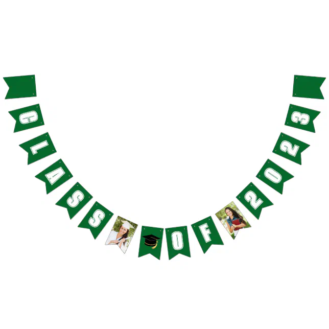 Green Class of 2023 Graduate Photo Graduation Bunting Flags | Zazzle
