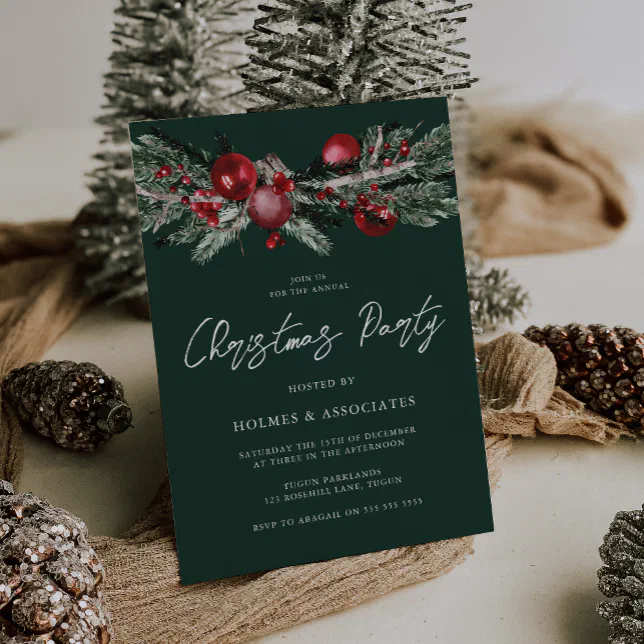 Green Classic Christmas Corporate Christmas Party Invitation | Zazzle