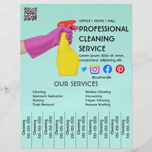 green cleaning Photo poster with tear-off tabs Fly Flyer | Zazzle