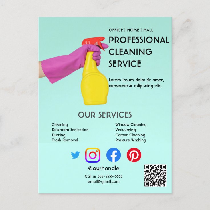 green cleaning Photo poster with tear-off tabs Fly Postcard | Zazzle