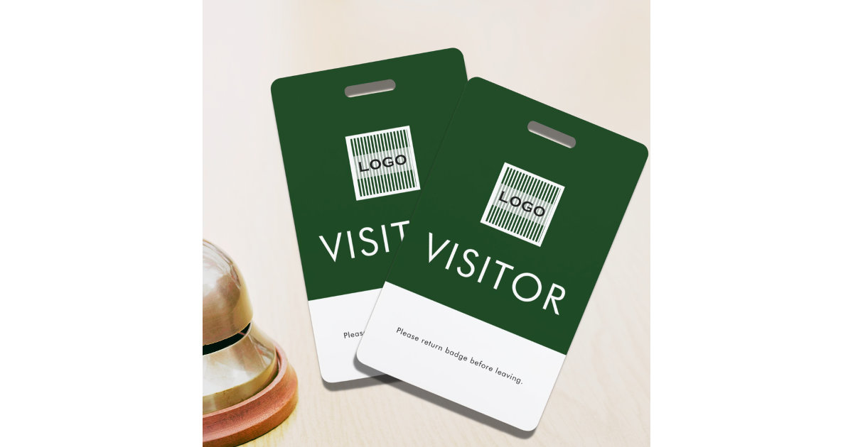 Green Company Logo Visitor Badge Return Request | Zazzle