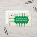 Green Computer Chip and Circuits IT Tech Business Card | Zazzle
