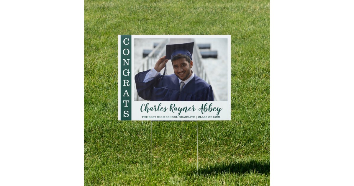 Green Congrats Grad 2025 Photo Graduation Sign | Zazzle