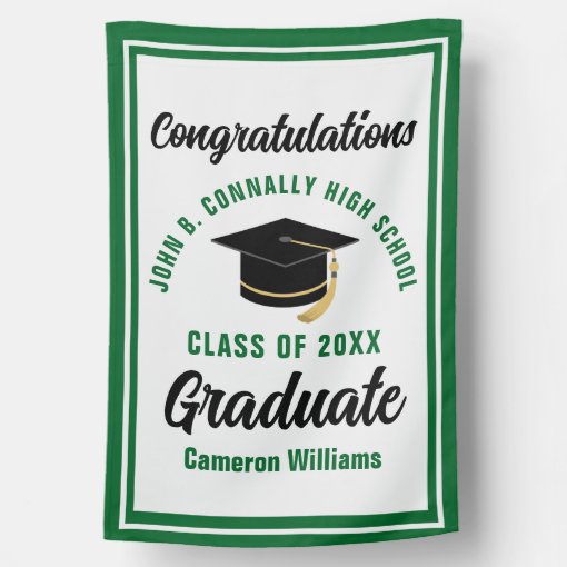 Green Congratulations Graduate Custom Graduation House Flag | Zazzle