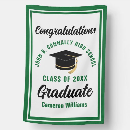 Green Congratulations Graduate Custom Graduation House Flag | Zazzle