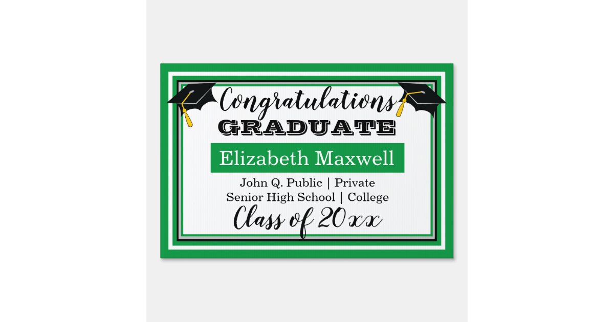 Green Congratulations Graduate Graduation Photo Sign | Zazzle