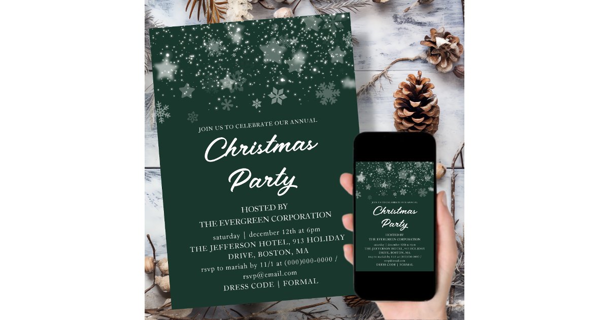 Green Corporate | Office Christmas Holiday Party Invitation | Zazzle
