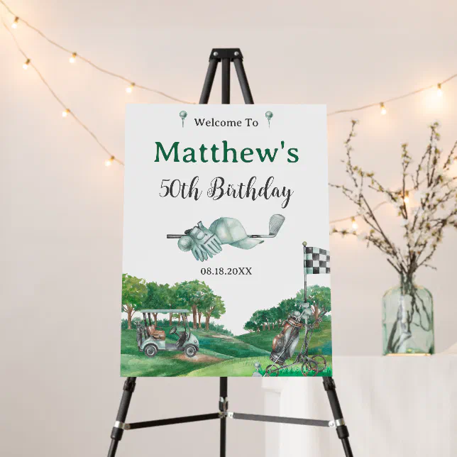 Green Course Golf Birthday Party Welcome Foam Board | Zazzle