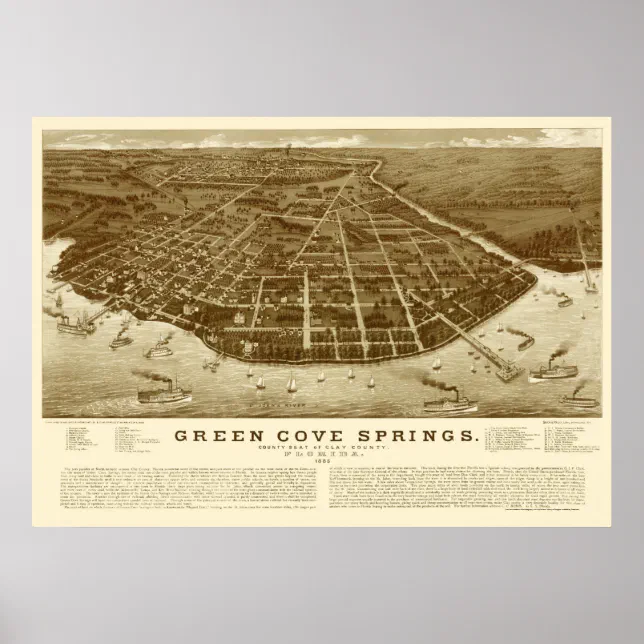 Green Cove Springs, FL Panoramic Map - 1885 Poster | Zazzle
