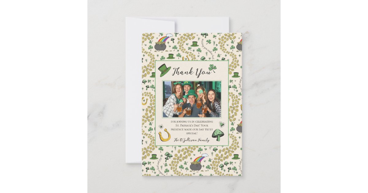 Green & Cream St Patricks Irish Thank You Card | Zazzle
