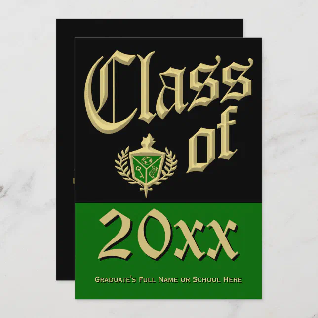 Green Crest Graduation Announcement | Zazzle