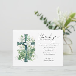 Green Cross Lilies Sympathy Condolence Appreciatio Thank You Card | Zazzle