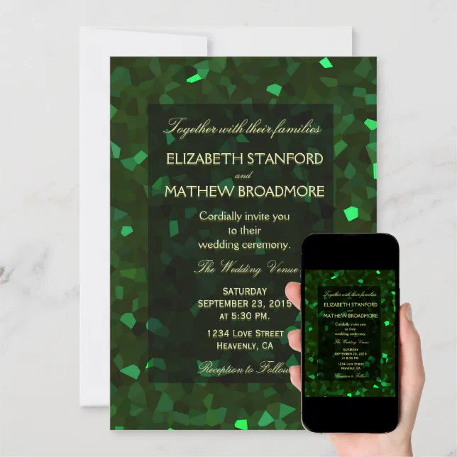 Green Crystal Glitter Invitation | Zazzle