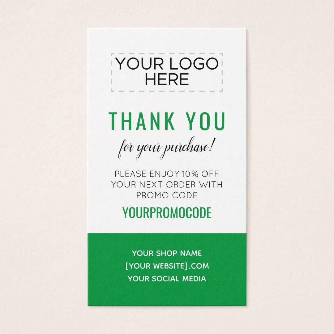 Green Custom Promo Code Discount Card | Zazzle