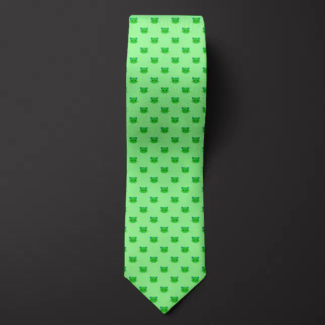 Green Cute Cat Neck Tie | Zazzle