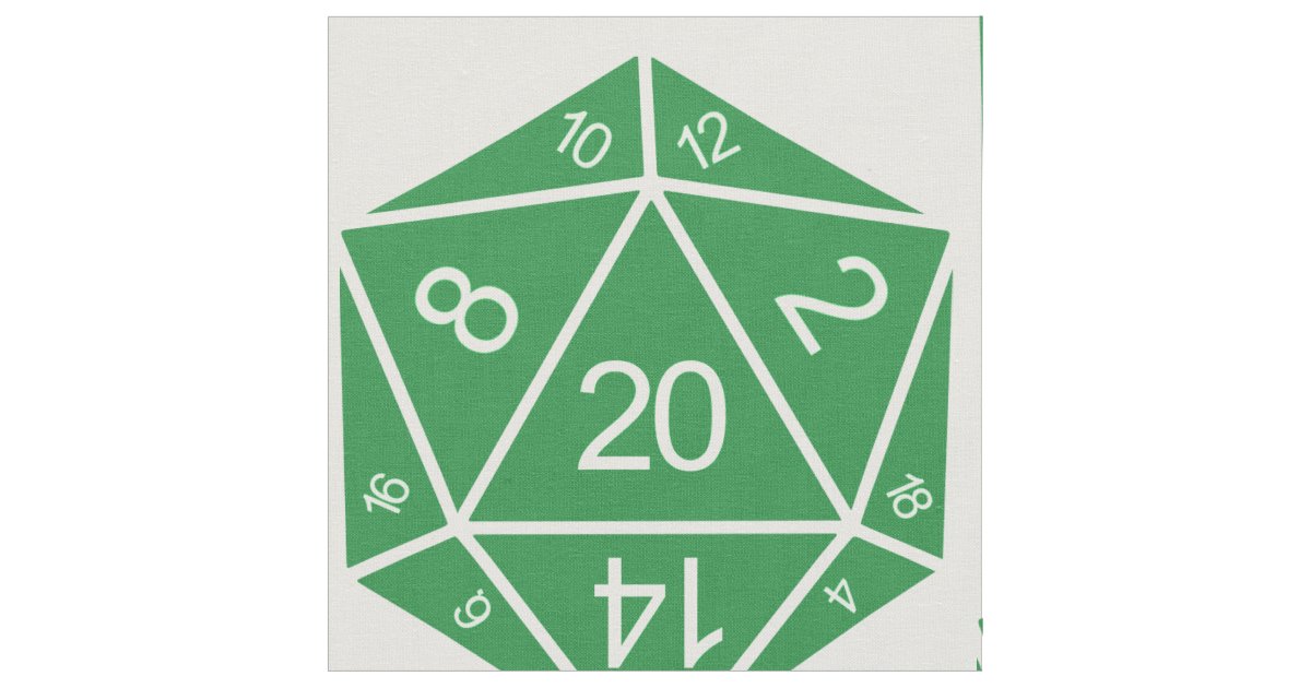 Green D20 Dice Fabric | Zazzle
