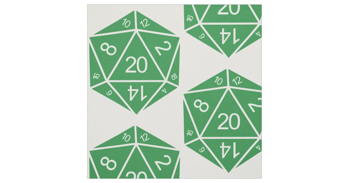 Green D20 Dice Fabric | Zazzle