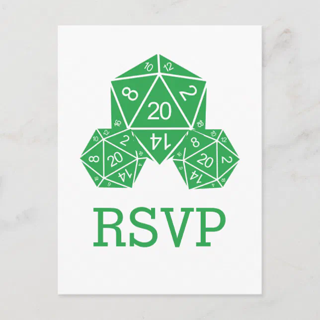 Green D20 Dice Response Postcard | Zazzle
