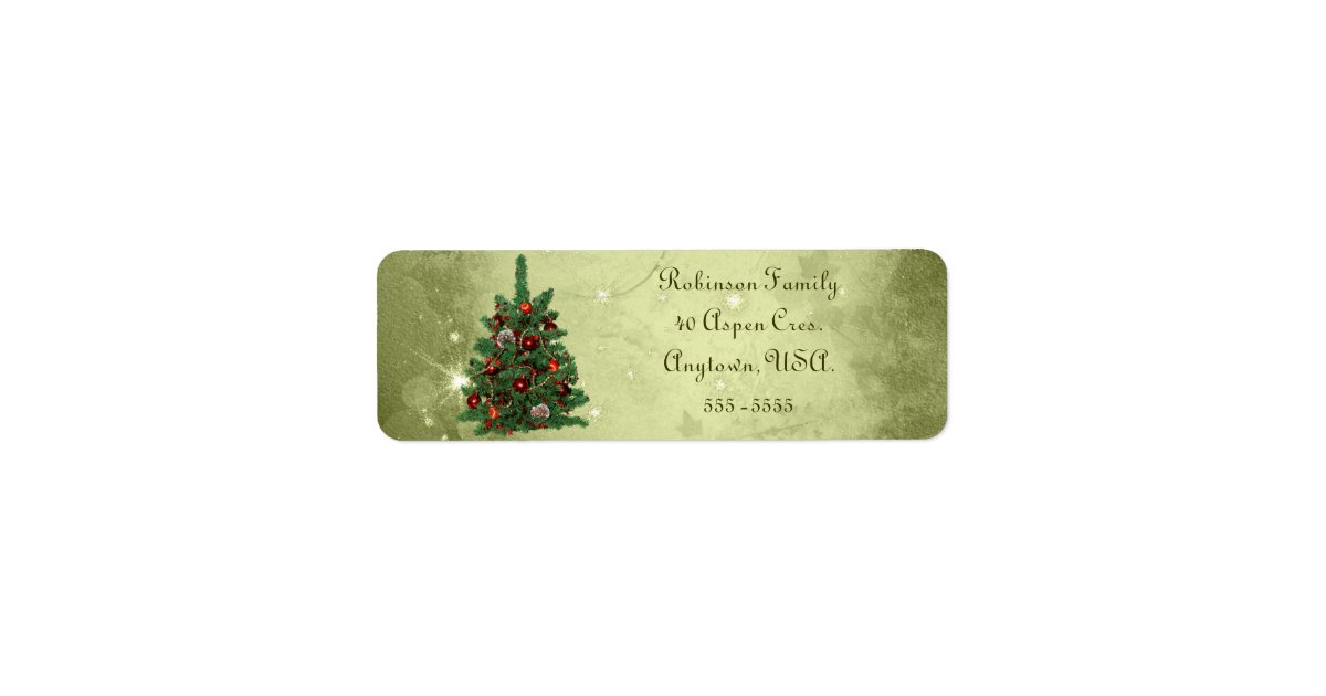 Green Decorated Christmas Tree Address Labels | Zazzle