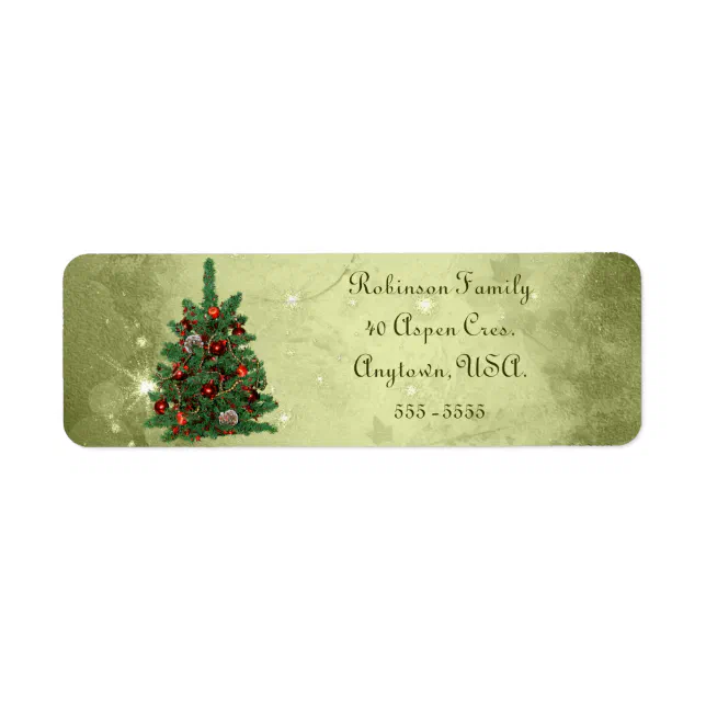 Green Decorated Christmas Tree Address Labels | Zazzle