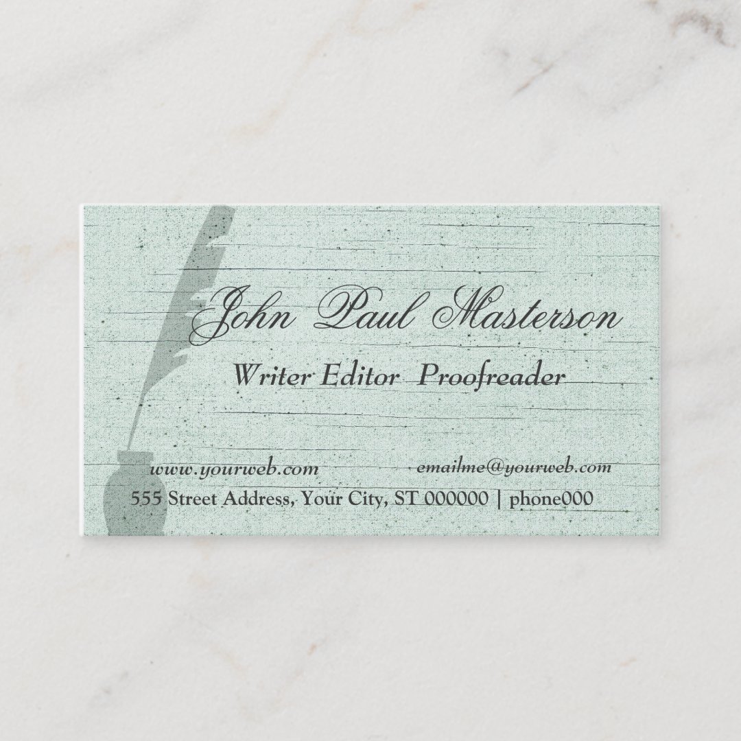 Green Design Writer Journalist Business Card | Zazzle