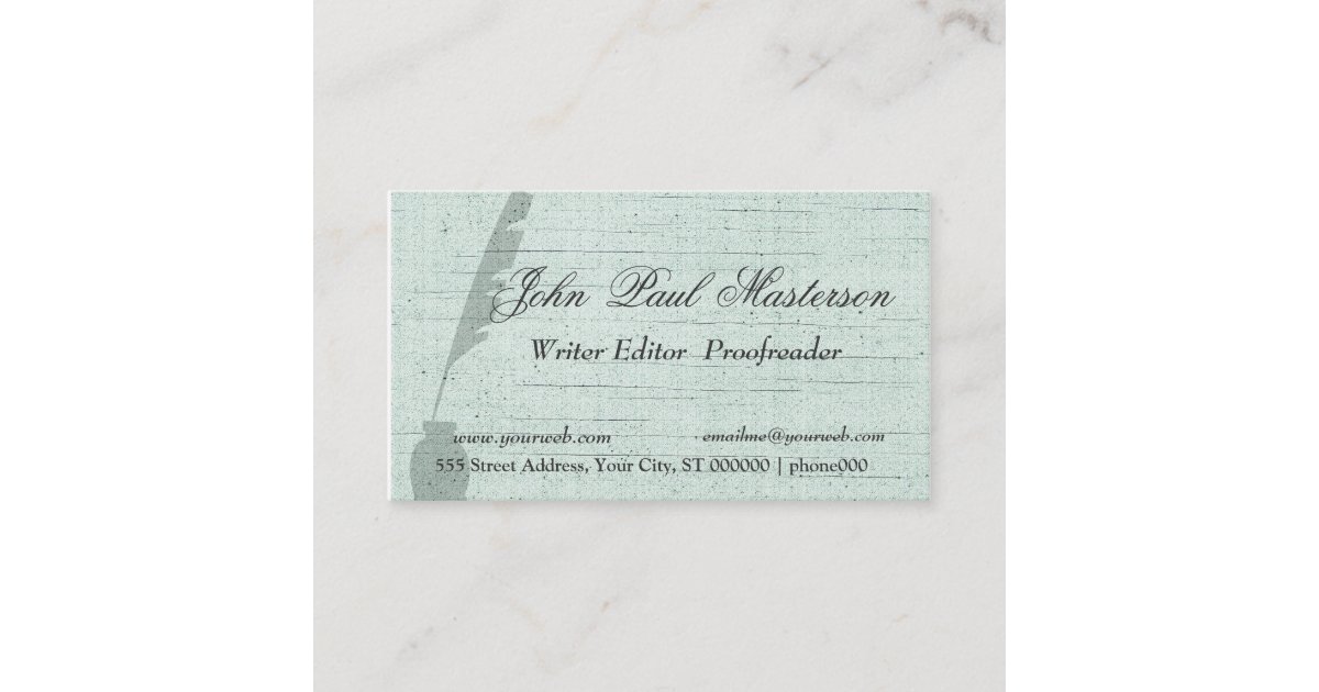 Green Design Writer Journalist Business Card | Zazzle