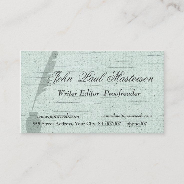 Green Design Writer Journalist Business Card | Zazzle