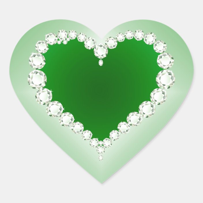 Green, Diamonds, Heart, Heart Sticker | Zazzle.com