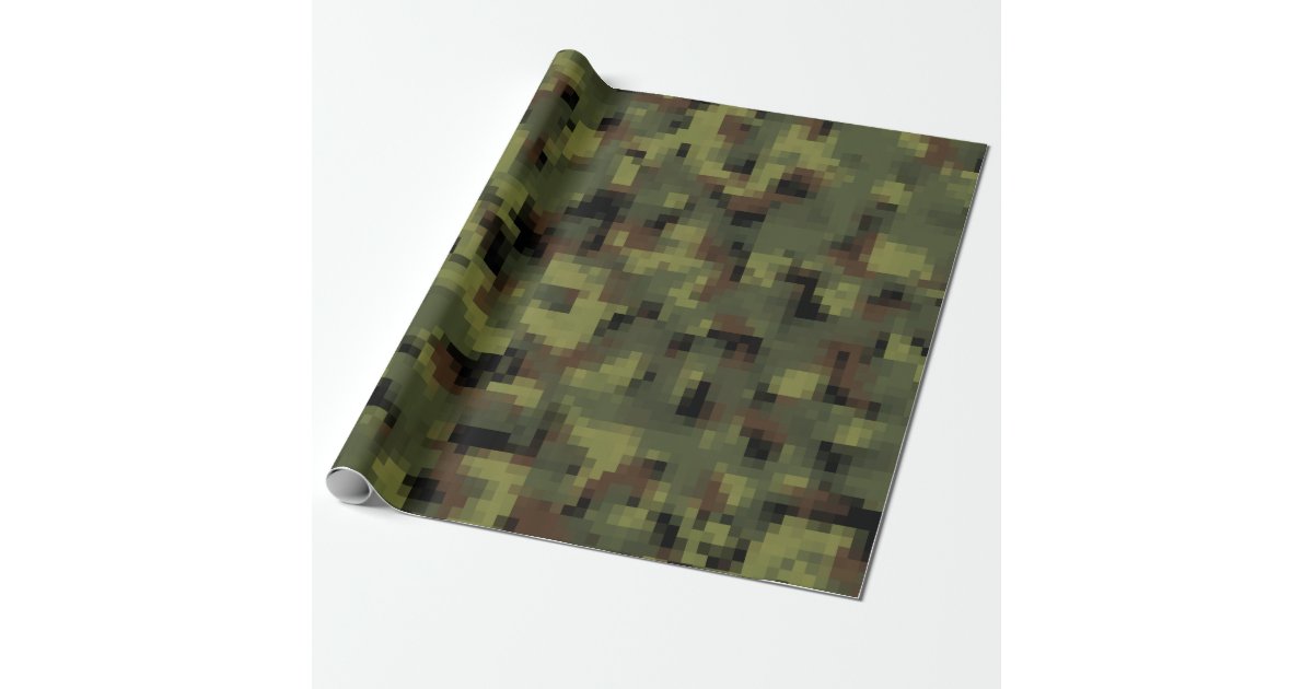 Green Digital Military Camo Wrapping Paper | Zazzle