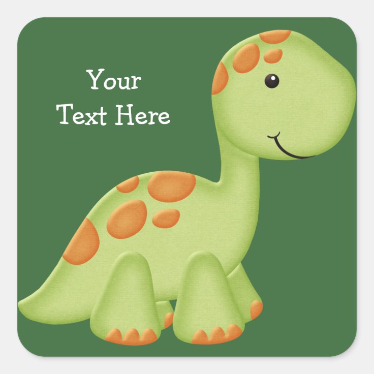 Green Dino (customizable) Square Sticker | Zazzle