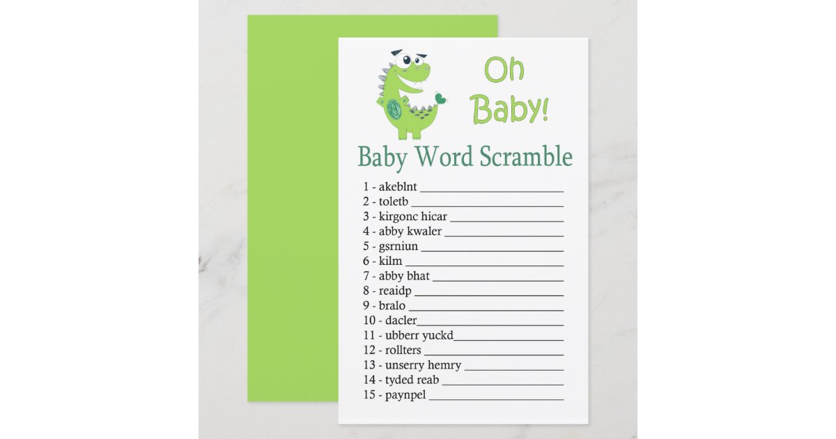 Green Dinosaur Baby word scramble game | Zazzle