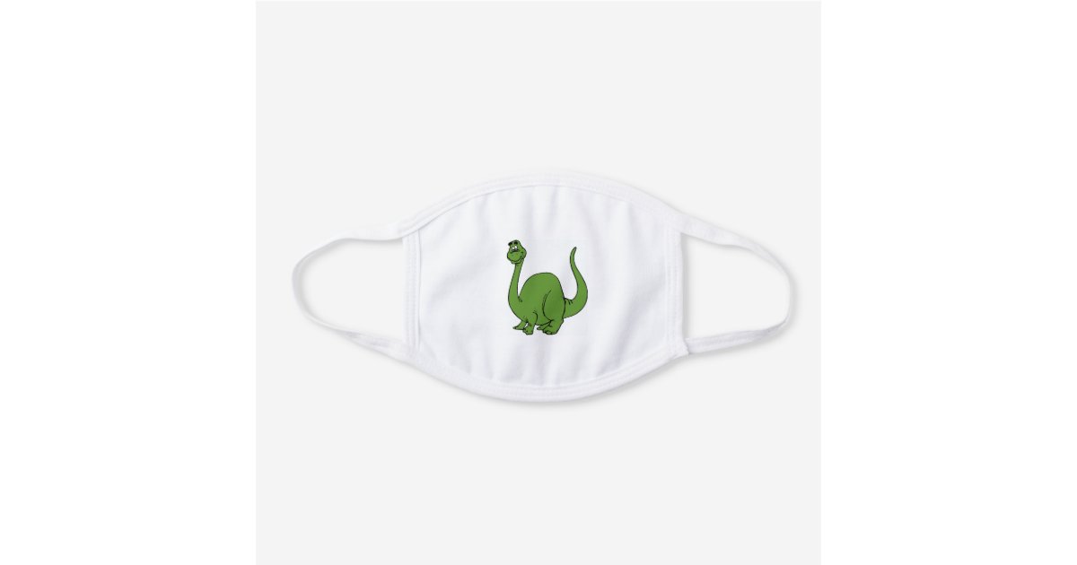 Green Dinosaur Boy White Cotton Face Mask | Zazzle