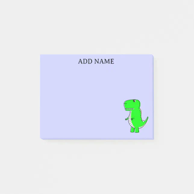 Green Dinosaur Drawing Custom Name Post-it Notes | Zazzle