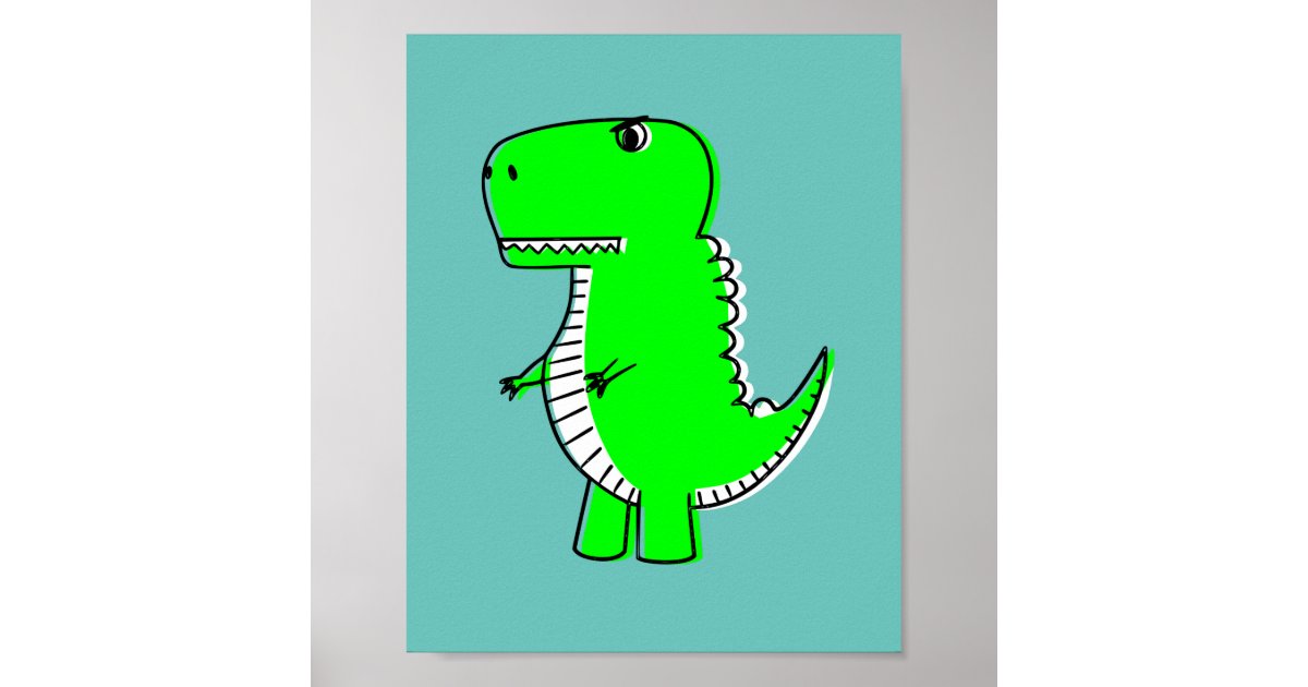 Green Dinosaur Drawing Poster | Zazzle