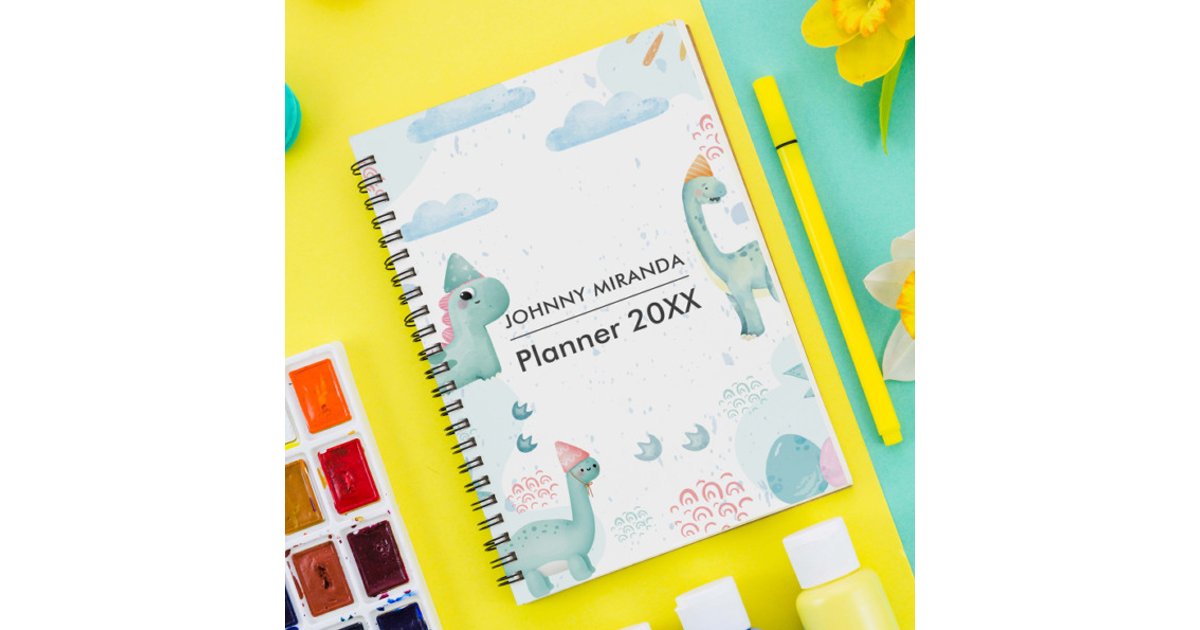 Green Dinosaur month and Week Planner | Zazzle
