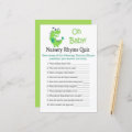 Green Dinosaur Nursery Rhyme Quiz baby shower game | Zazzle