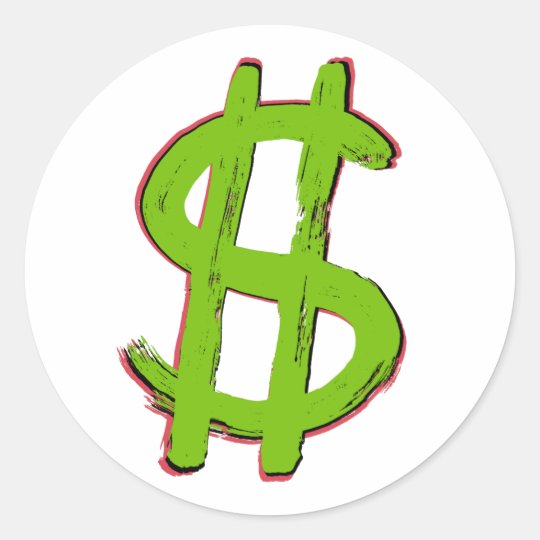 Green Dollar Sign Classic Round Sticker | Zazzle.com