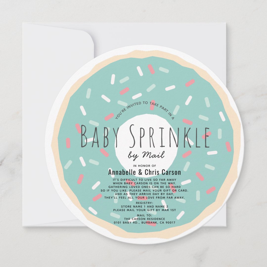 Green Donut Baby Sprinkle Shower by Mail Circle Invitation | Zazzle