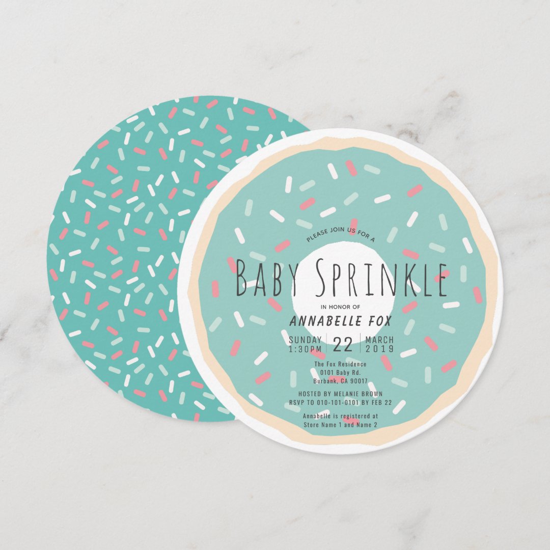 Green Donut Baby Sprinkle Shower Circle Invitation | Zazzle