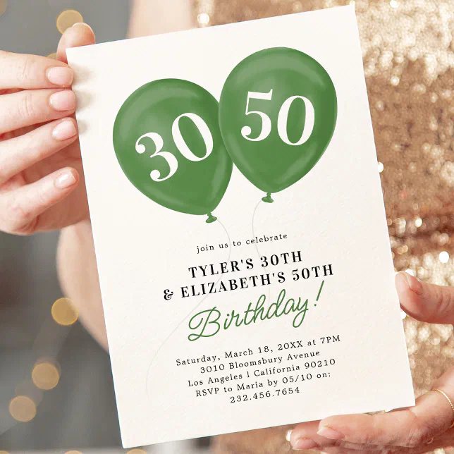 Green Double Celebration Joint Birthday Party Invitation | Zazzle