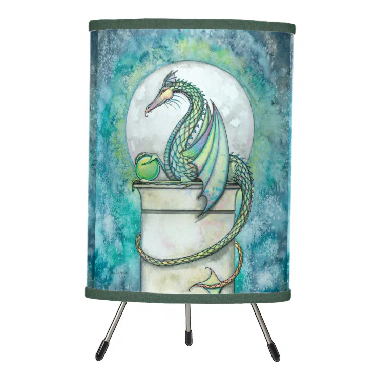 Green Dragon Fantasy Art Tripod Lamp | Zazzle