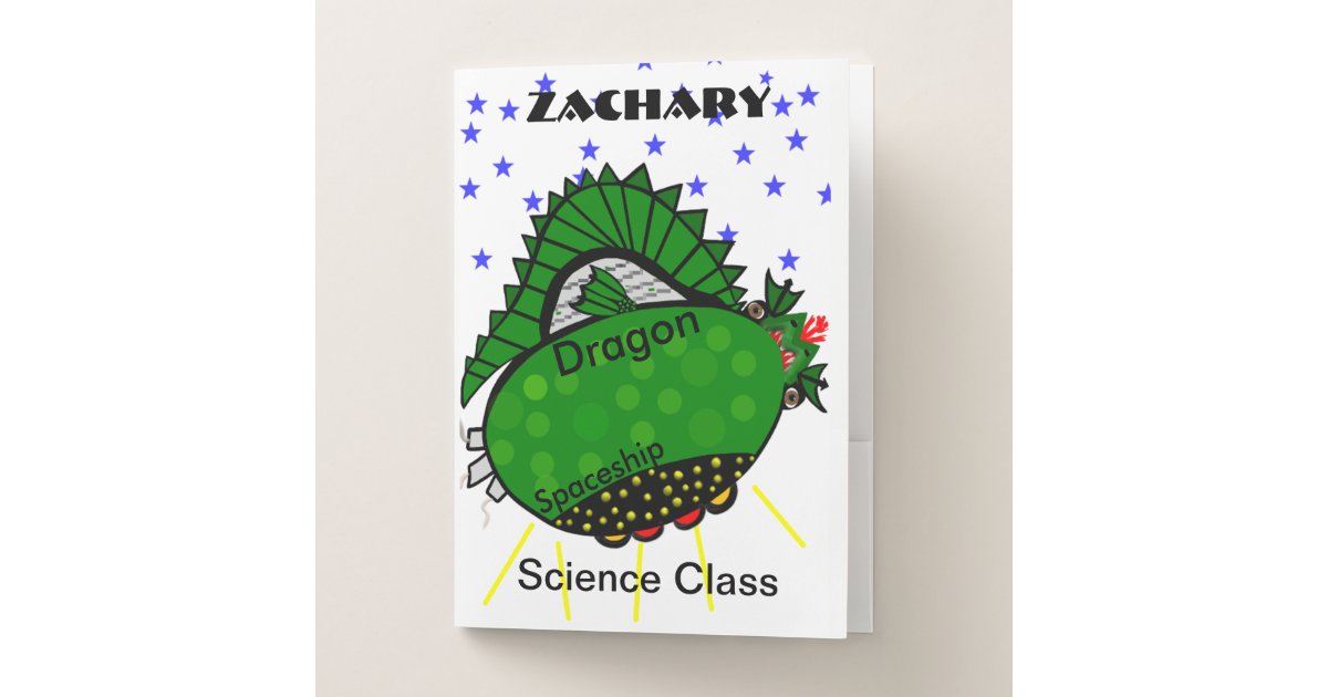 Green Dragon Spaceship Outer Space Pocket Folders | Zazzle