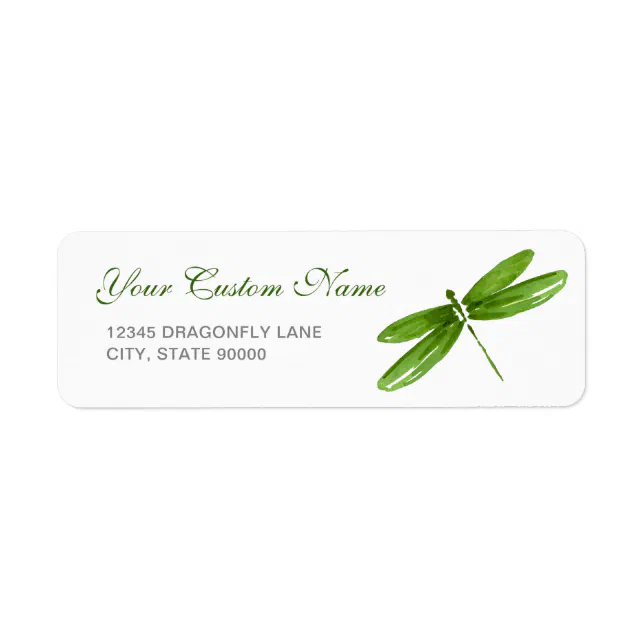 Green Dragonfly Return Address Labels Template | Zazzle