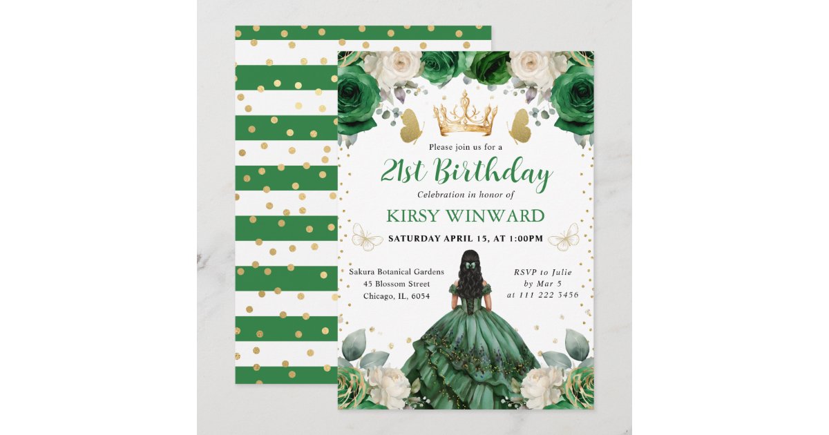 Green Dress Western Princess Birthday Invitation | Zazzle