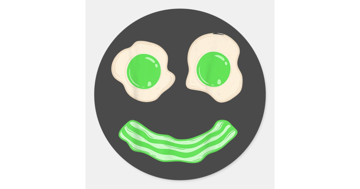 Green Eggs Ham Smile Face Brunch Breakfast Classic Round Sticker | Zazzle