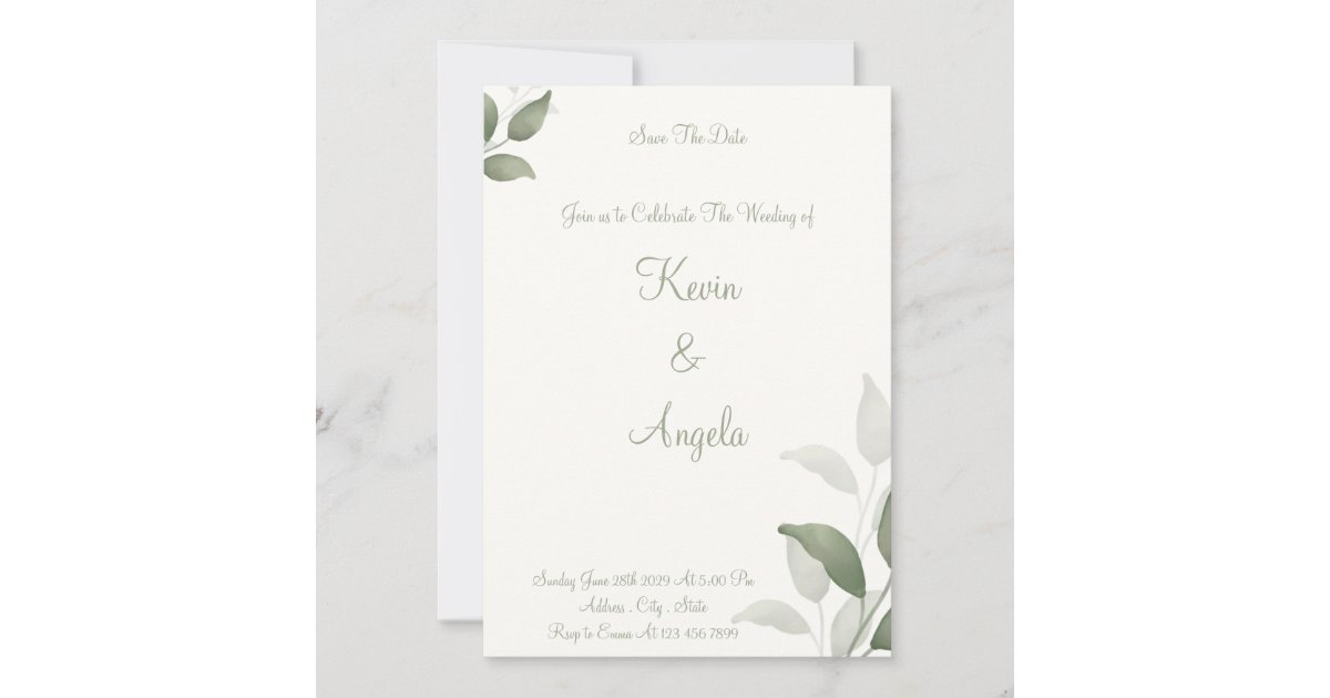 Green Elegant Florant Save the Date Weeding Invitation | Zazzle